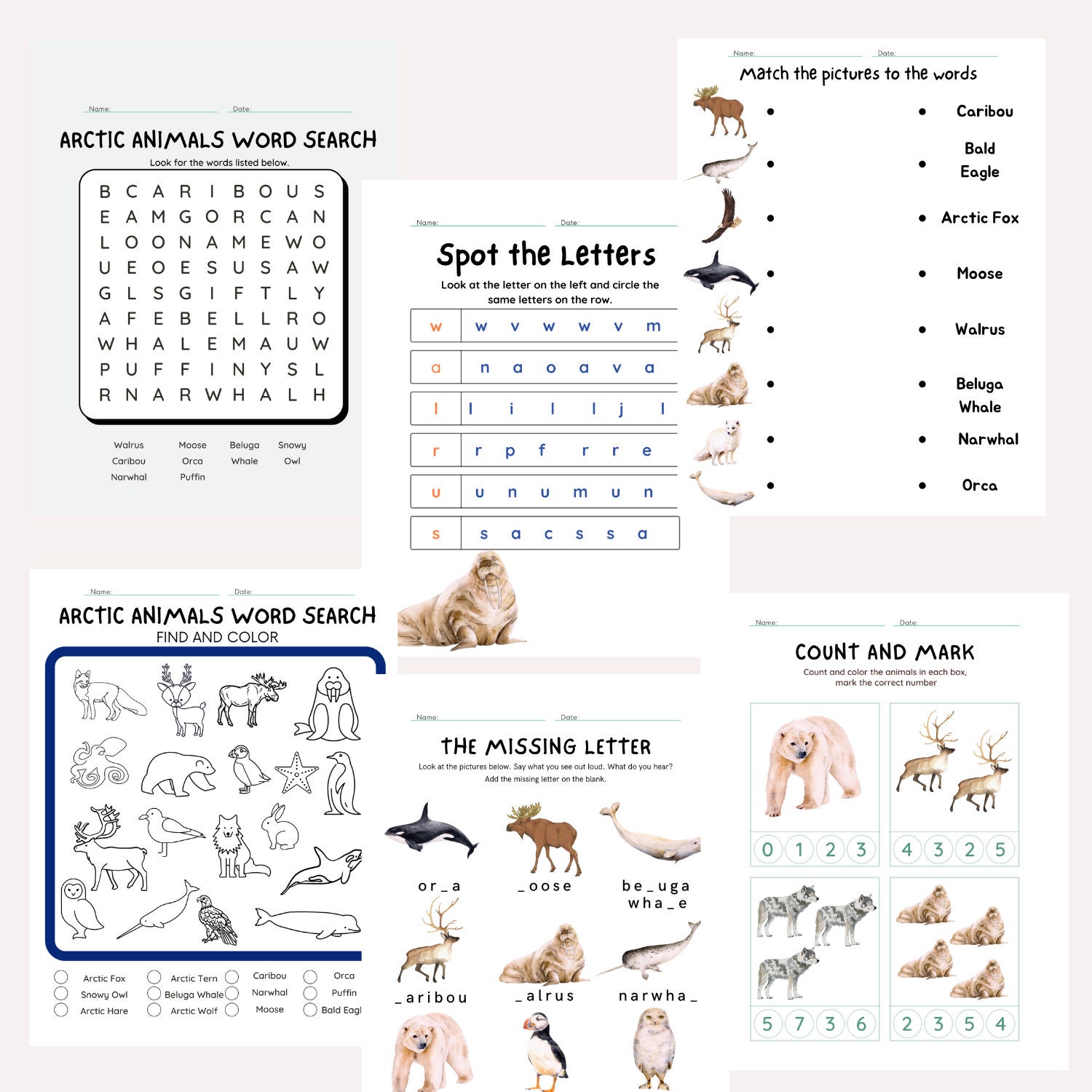 Arctic Animals Worksheets, Winter Preschool Worksheets for Kids ...