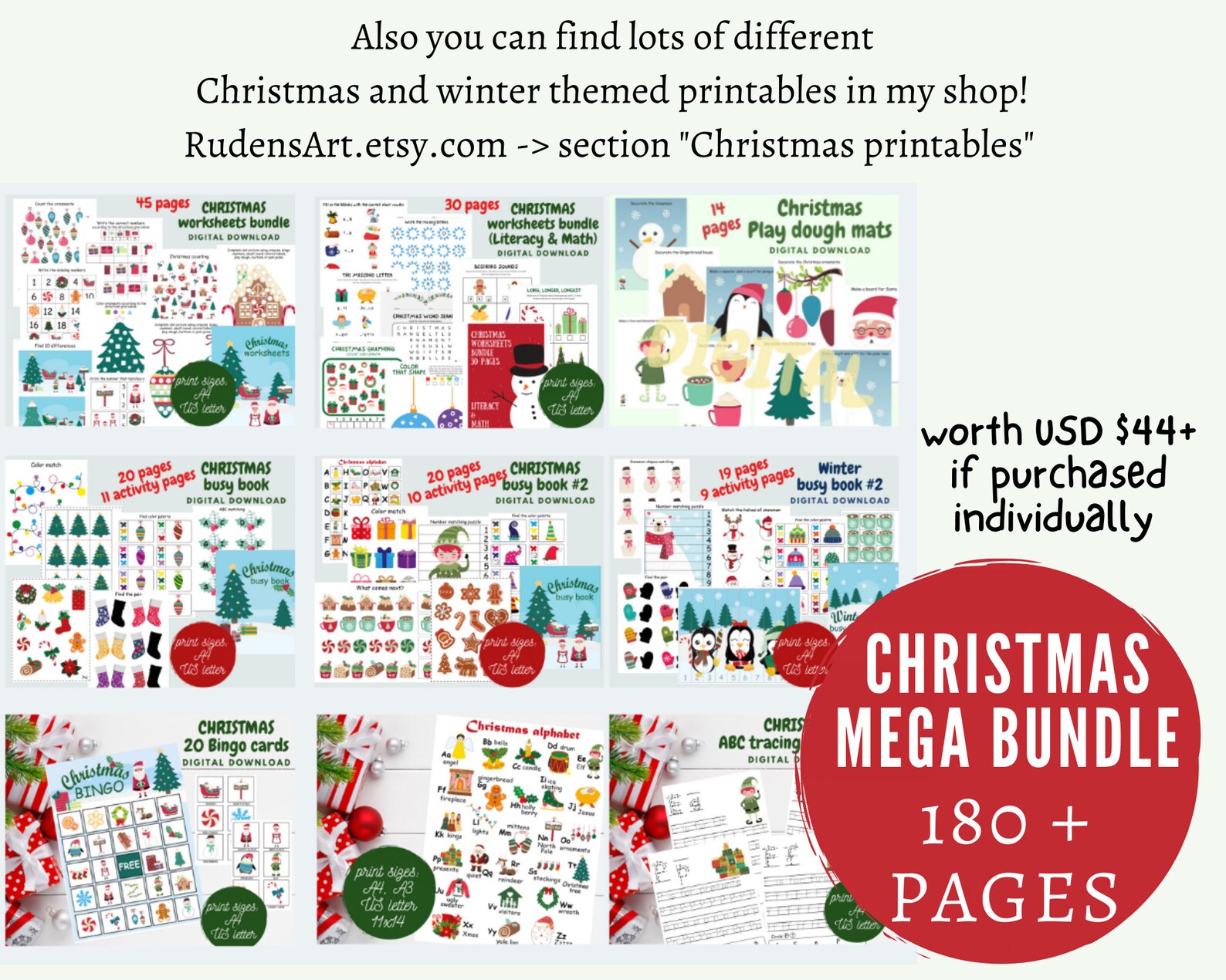 Christmas Worksheets Mega Bundle Winter Printable Busy Book | Etsy