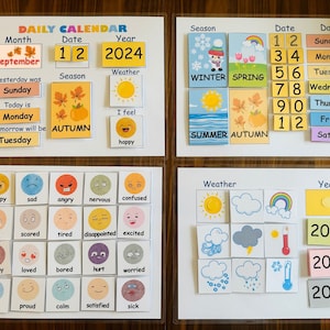 Kids Calendar With Weather and Emotion Chart as a Montessori Materials ...
