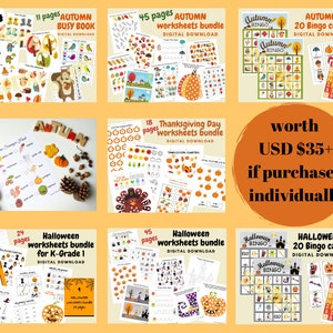 Fall Worksheets for Kids, Autumn Preschool and Kindergarten Worksheets ...