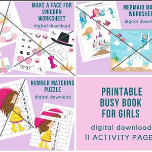 Printable Busy Book #2 for Toddlers, Printable Quiet Book, Girl Busy ...