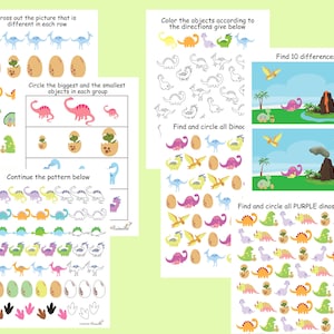 Dinosaur Preschool Worksheets for Kids, Dino Busy Book Printable ...