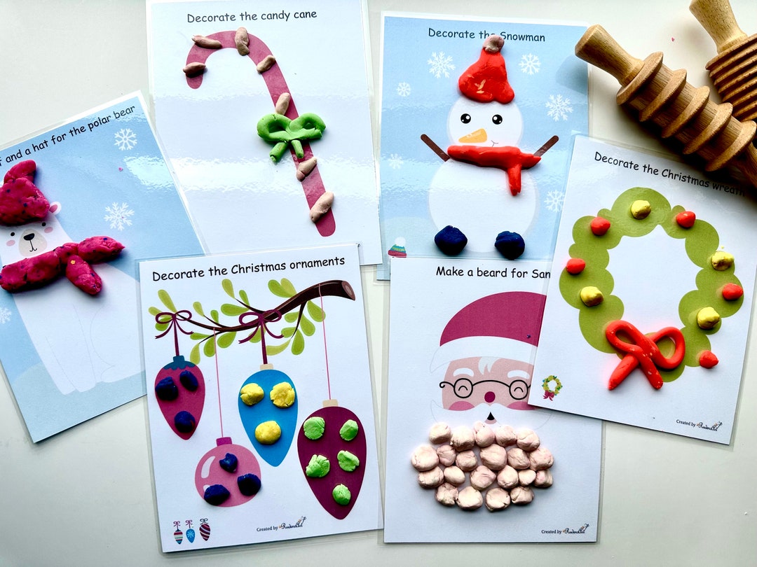 Winter Play Dough Mats for Kids, Playdough Activity Mats for Toddlers ...