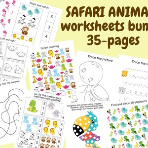 Safari Animals Worksheets Bundle Preschool Printables - Etsy Canada