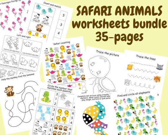 Safari Animals Worksheets Bundle Preschool Printables - Etsy Canada