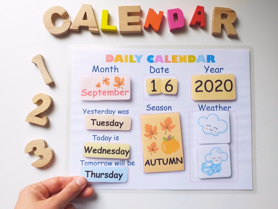 Kids Calendar and Weather Chart as a Montessori Materials or Classroom ...