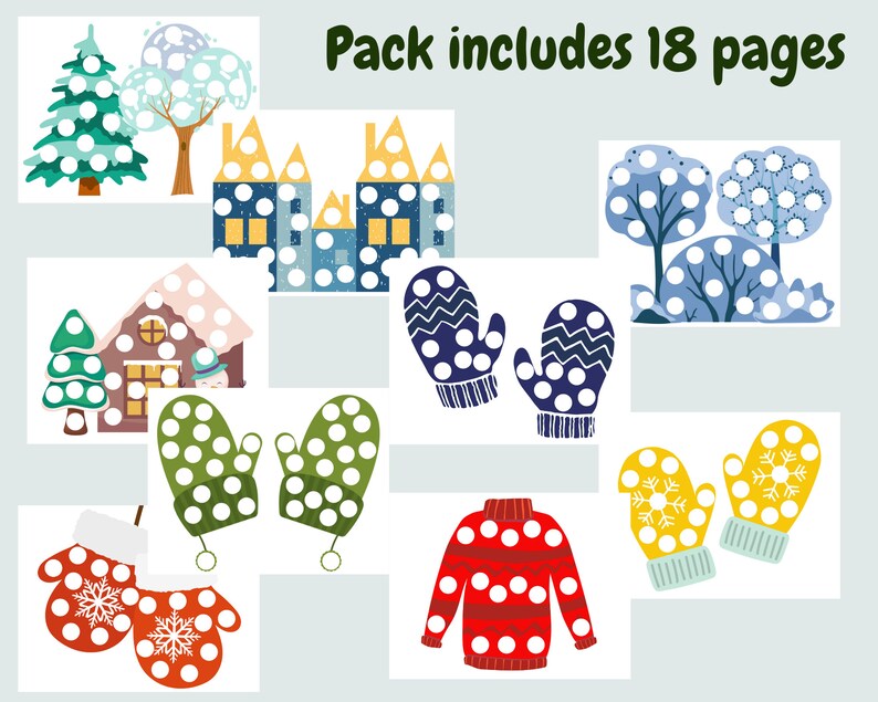 Winter Play Dough Mats Winter Do a Dot Worksheets for Kids - Etsy