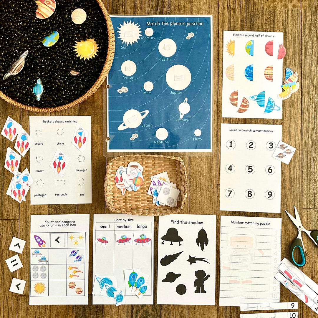 Space Busy Book, Solar System Cut and Glue Activity Book, Printable ...
