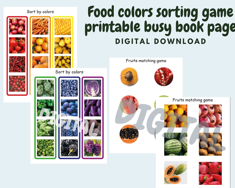Food Busy Book for Kindergarten and Toddler Kids, Food Theme Learning ...
