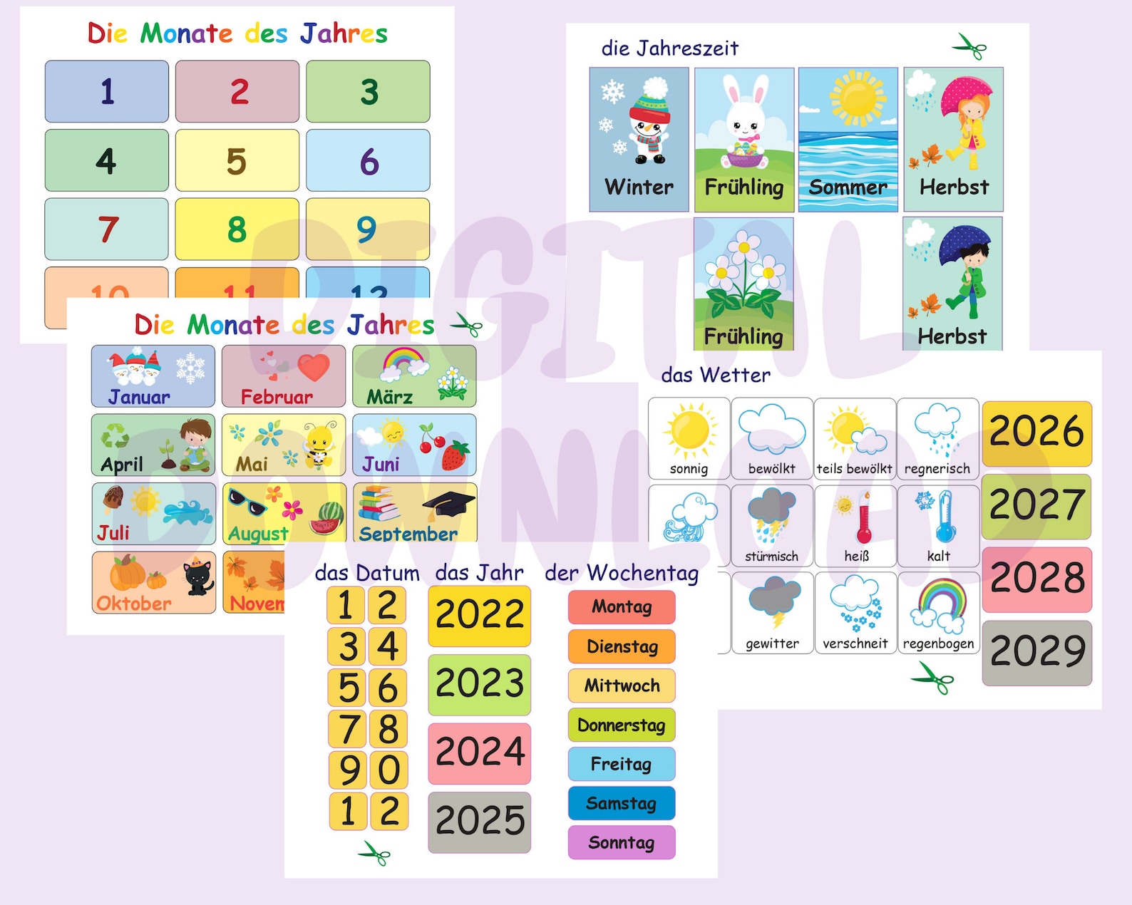 GERMAN Kids Daily Calendar With Weather Chart Classroom - Etsy