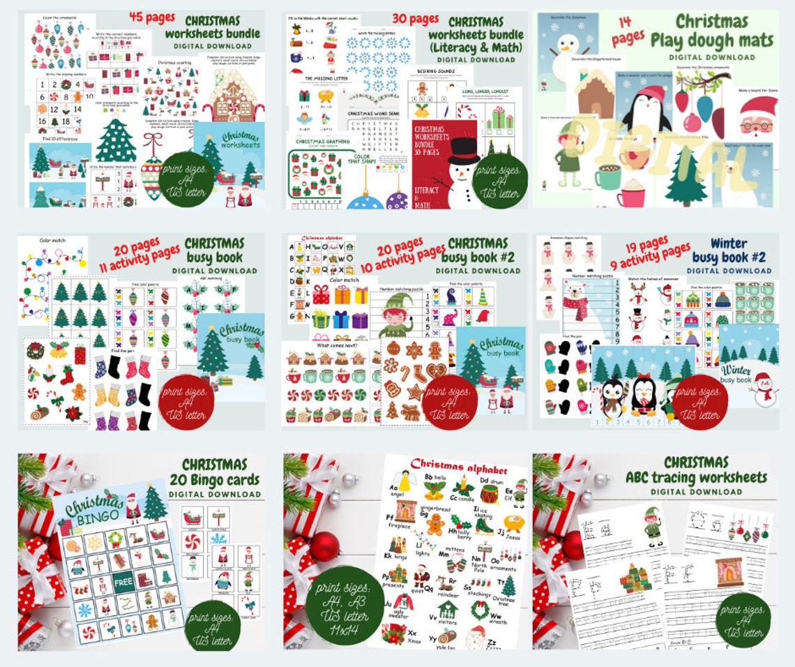 Christmas Worksheets Mega Bundle Winter Printable Busy Book | Etsy