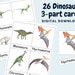 Dinosaur Flash Cards, Montessori Three Part Cards,realistic Watercolor ...