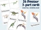 Dinosaur Flash Cards Montessori Three Part Cardsrealistic - Etsy Canada