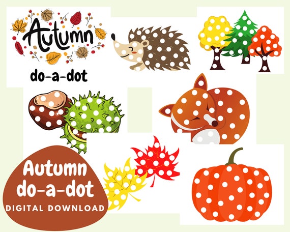 Fall Do a Dot Worksheets for Kids Autumn Play Dough Mat for | Etsy