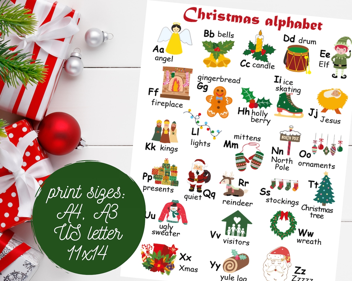 Christmas Alphabet Poster for Classroom or as Kids Room Décor - Etsy