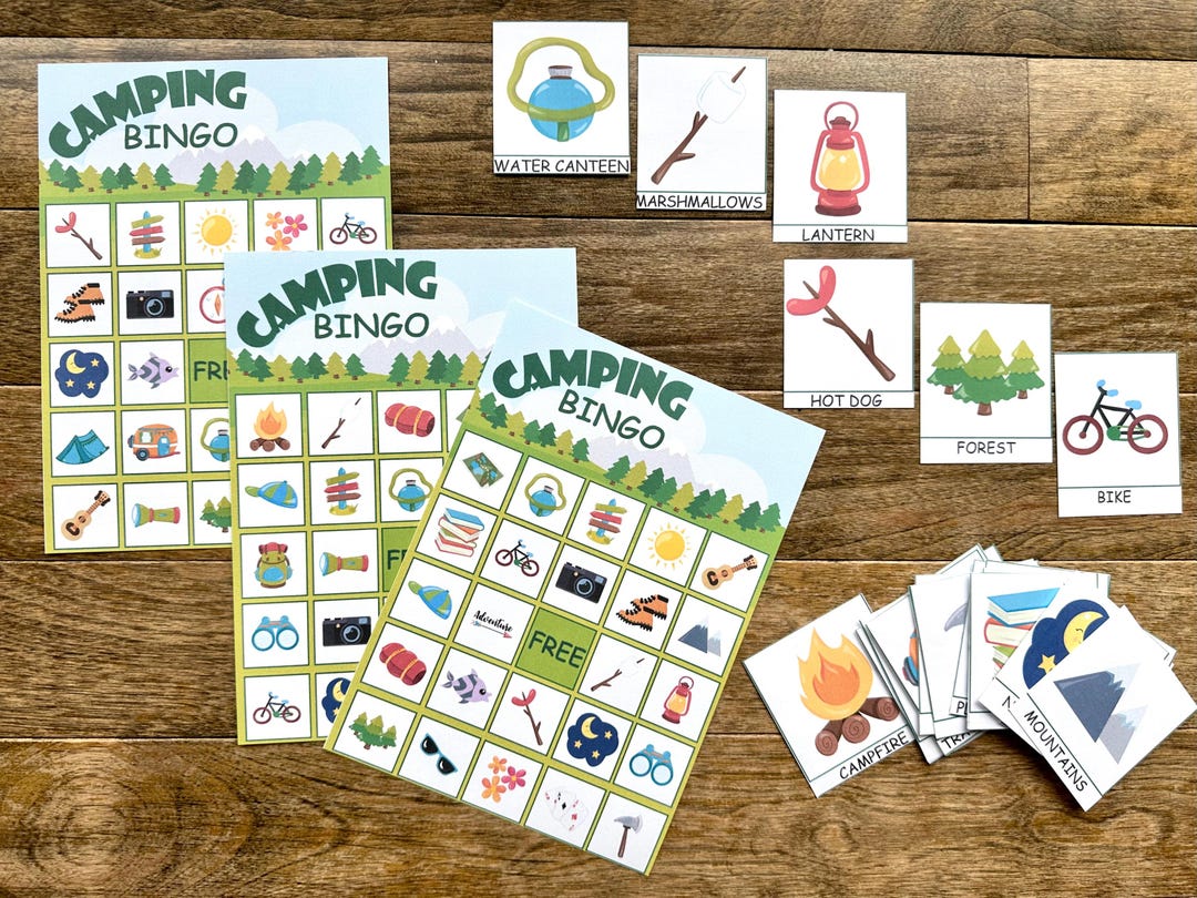 Camping Bingo Game 30 Cards, Printable Bingo Game, Summer Camp BINGO ...