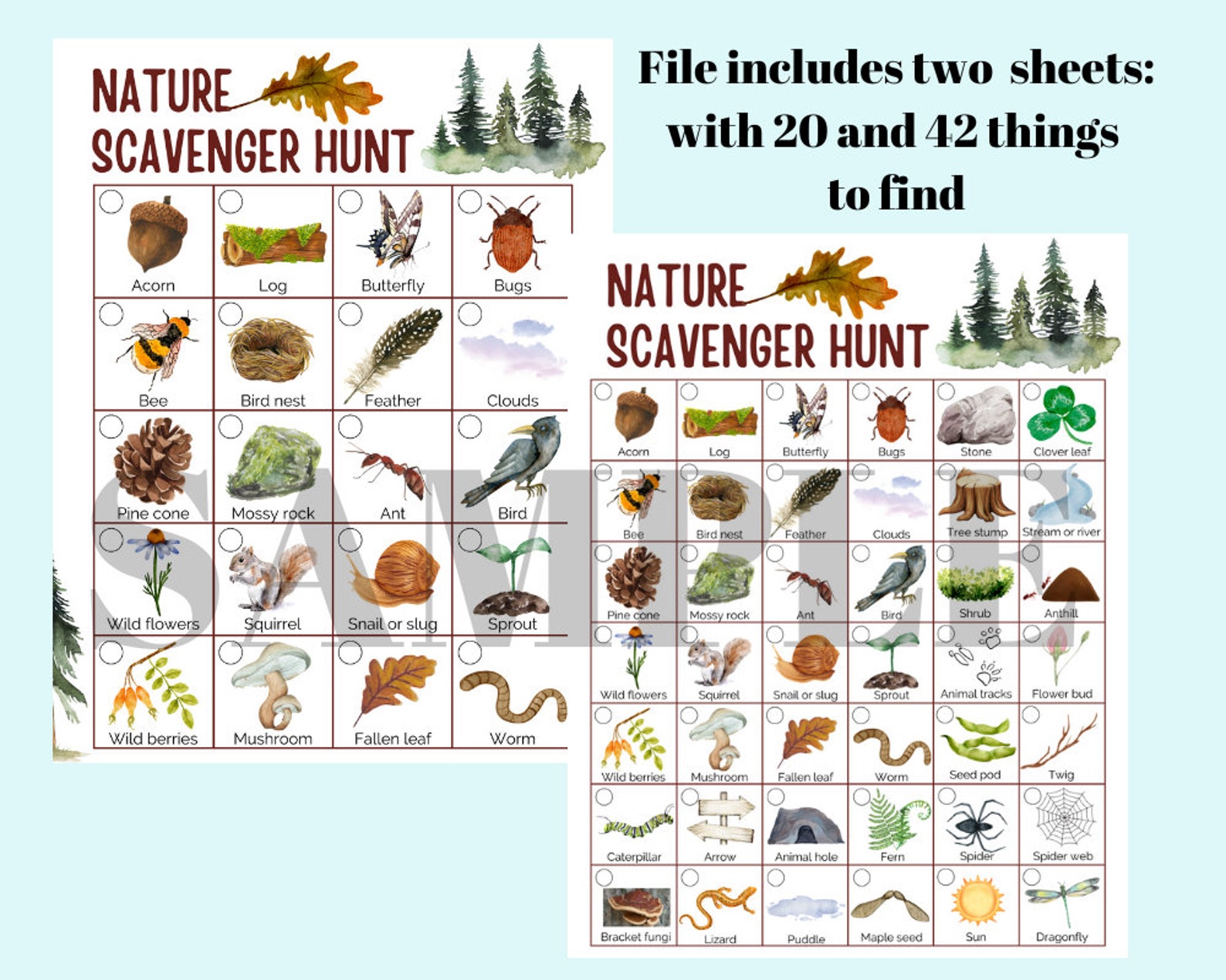 Nature Scavenger Hunt for Kids, Forest Treasure Hunt, Outdoor Activity ...