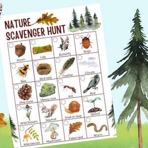 Nature Scavenger Hunt for Kids, Forest Treasure Hunt, Outdoor Activity ...