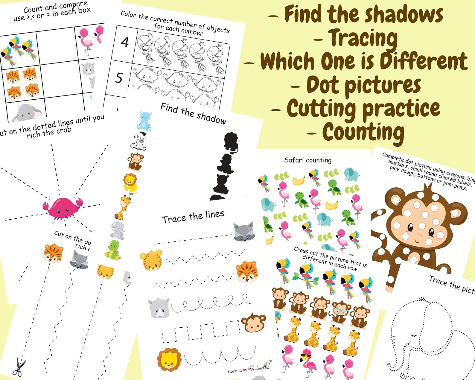 Safari Animals Worksheets Bundle Preschool Printables - Etsy Canada