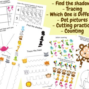 Safari Animals Worksheets Bundle Preschool Printables - Etsy Canada