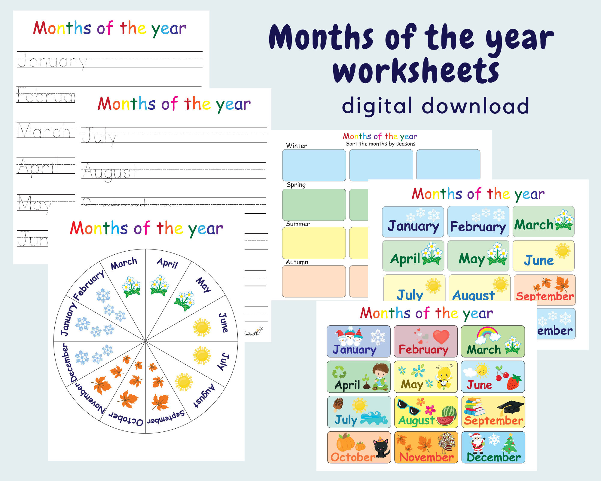 Months of the Year Printable Busy Book Kids Calendar Morning - Etsy