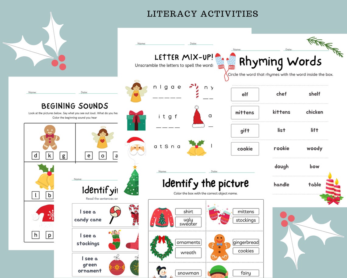 Christmas Preschool Worksheets for Kids Winter Busy Book | Etsy