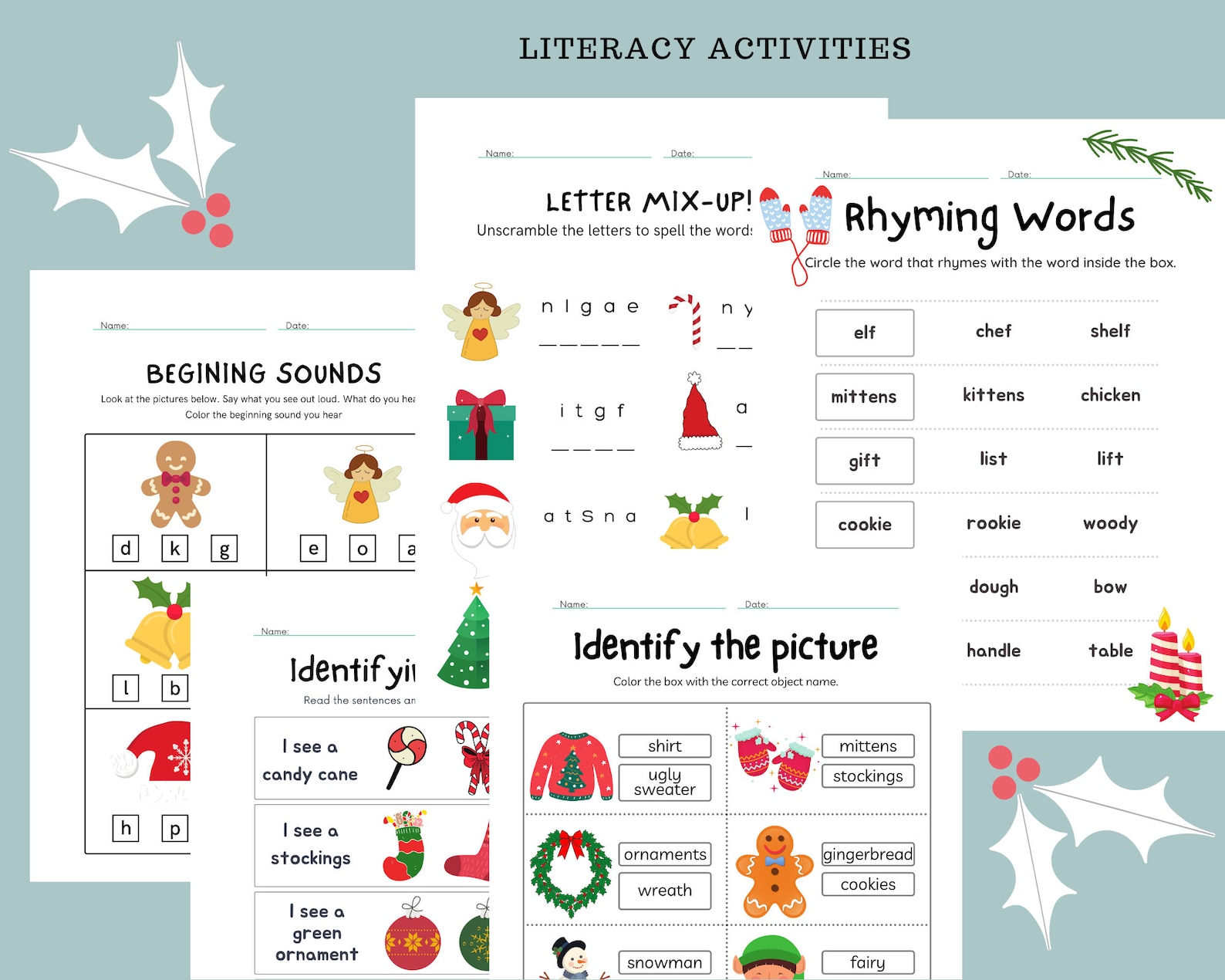 Christmas Preschool Worksheets for Kids Winter Busy Book - Etsy
