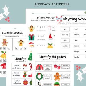 Christmas Preschool Worksheets for Kids, Winter Busy Book, Kindergarten ...
