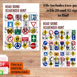 Road Signs Scavenger Hunt, Family Travel Games for Kids, Summer Travel ...