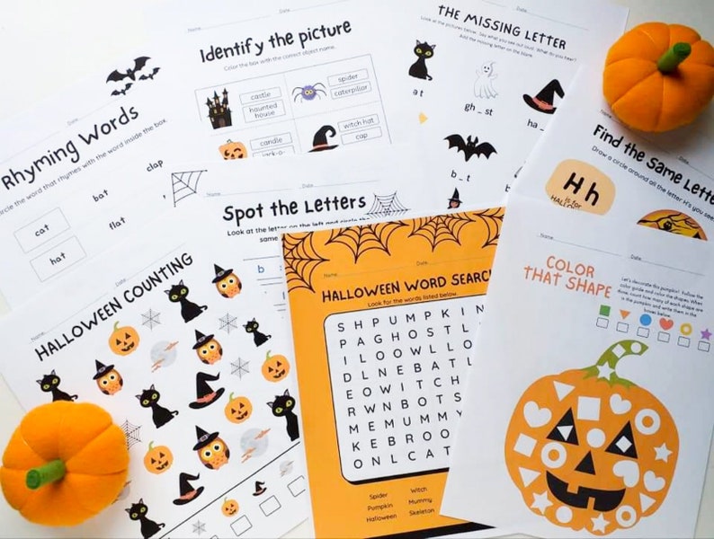 Halloween Worksheets for Kindergarten and First Grade Kids - Etsy