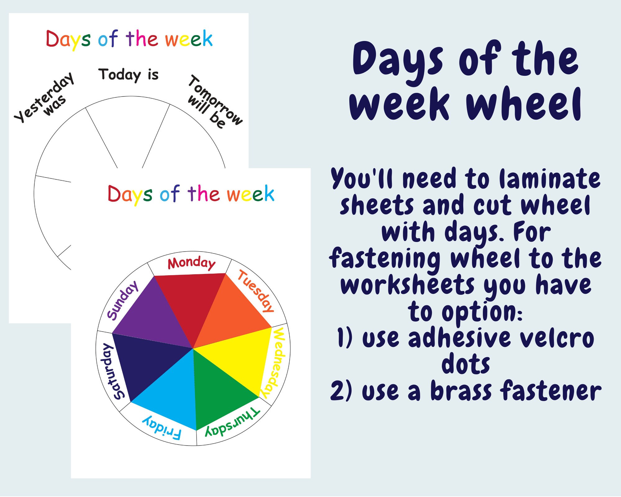 Days of the Week Worksheets for Kids Circle Time Wheel and Tracing ...