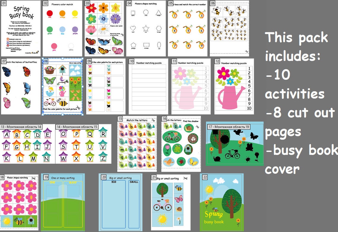 Spring Busy Book Printable for Kids Spring Activity Workbook | Etsy