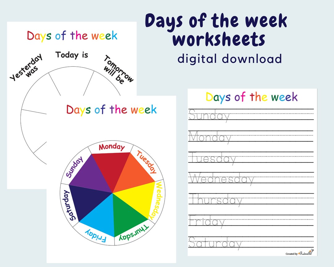Days of the Week Worksheets for Kids - Circle Time Wheel and Tracing ...