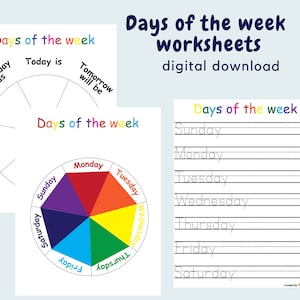 Days of the Week Worksheets for Kids - Circle Time Wheel and Tracing ...