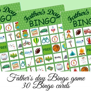 Father's Day BINGO Game, Fathers Day BINGO Cards, Printable Game, Bingo ...