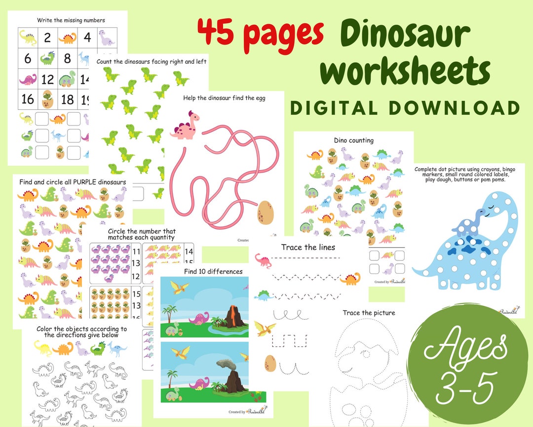 Dinosaur Preschool Worksheets for Kids, Dino Busy Book Printable ...