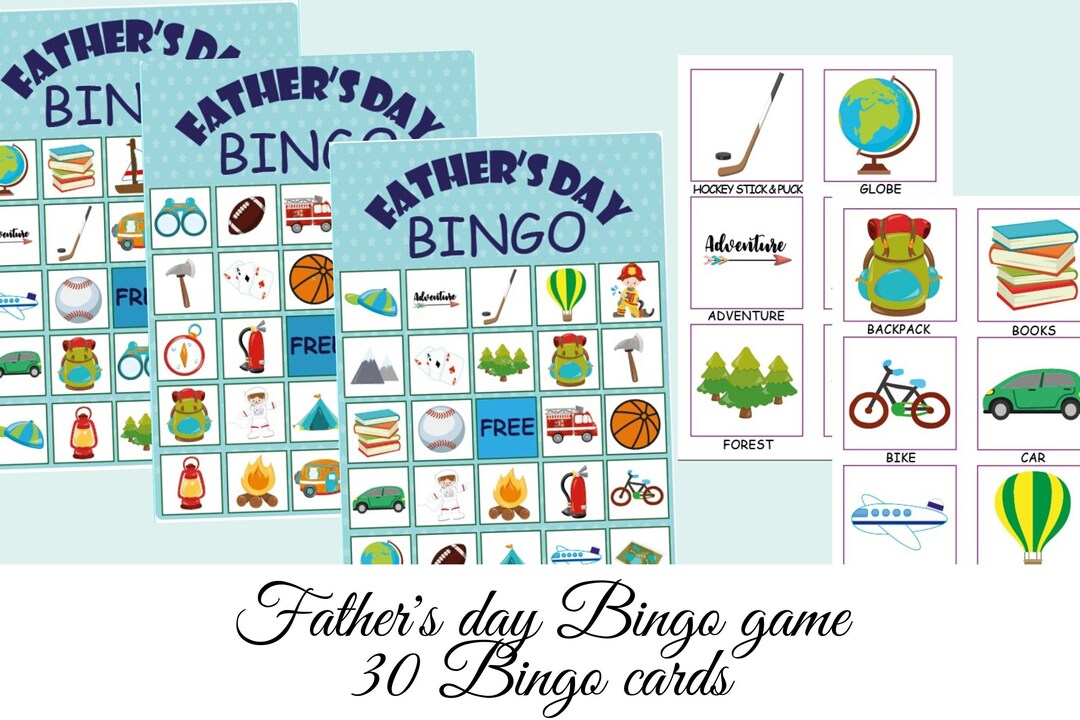 Father's Day BINGO Game, Fathers Day BINGO Cards, Printable Game, Bingo ...