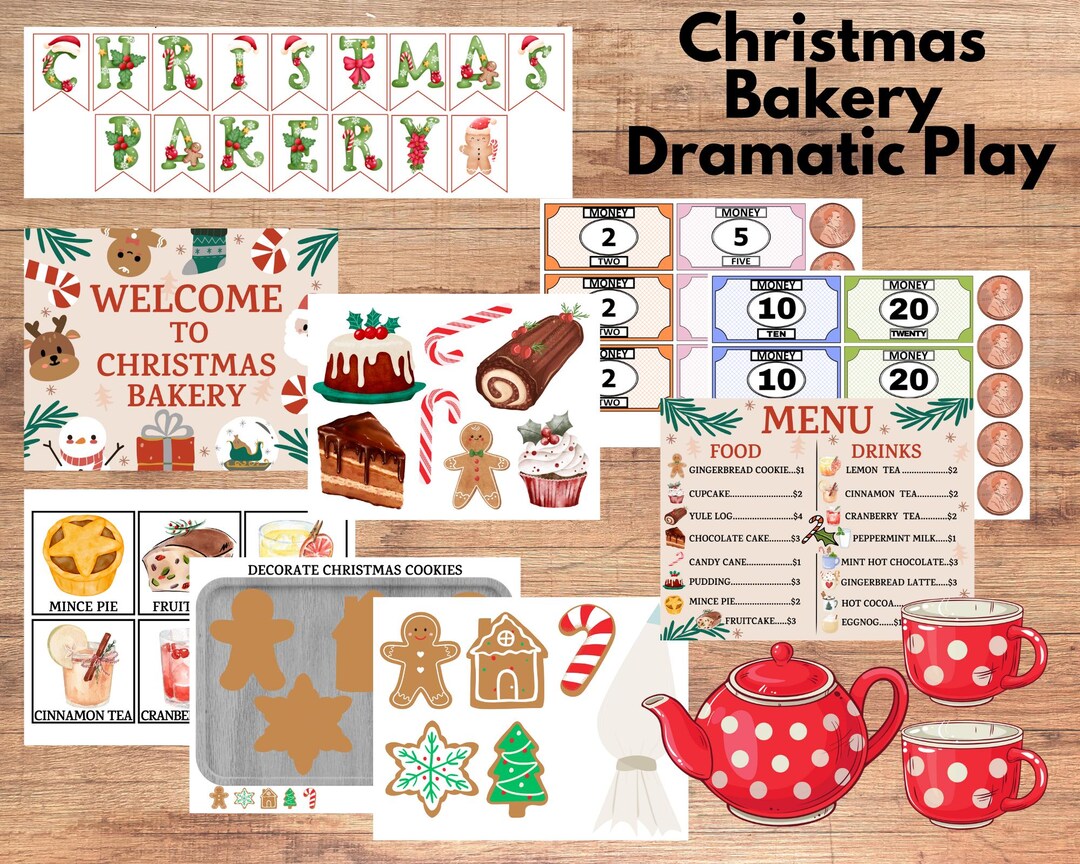 Christmas Bakery Dramatic Play, Coffee Shop Pretend Playset, Classroom ...