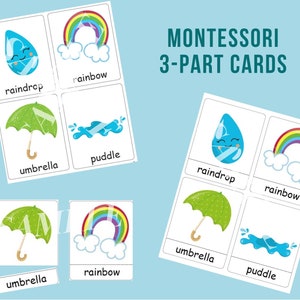 Weather Flashcards, Montessori Three-part Cards, Vocabulary Flash Cards ...