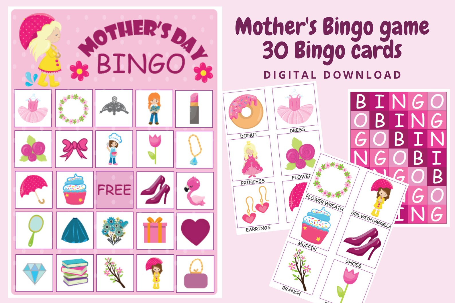 Mother's Day BINGO Game Mother's Day BINGO Cards | Etsy