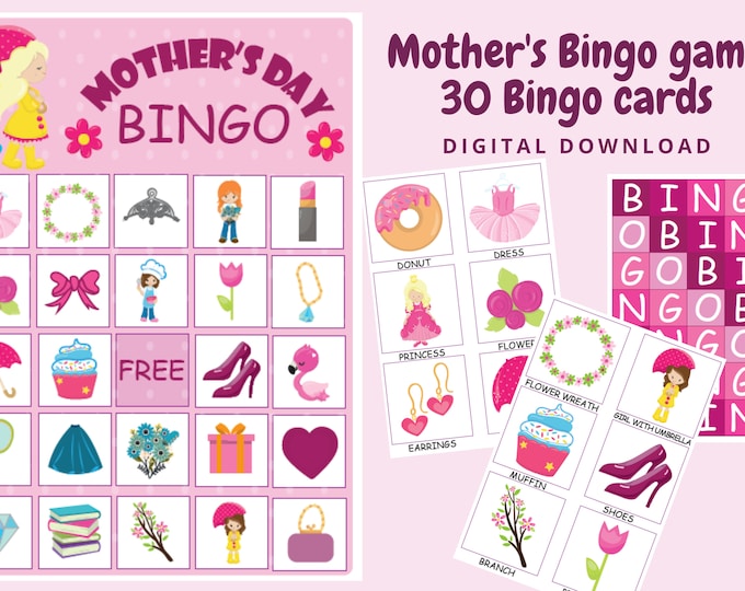 Mother's Day BINGO Game, Mother's Day BINGO Cards, Mothers Day Activity ...