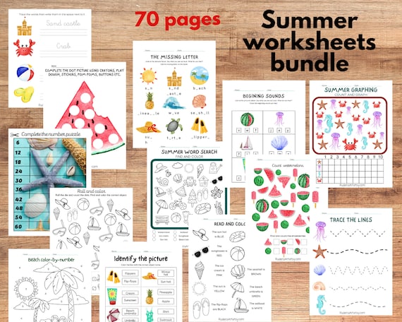 Summer Beach Worksheets for Toddler and Preschool Kids Summer - Etsy