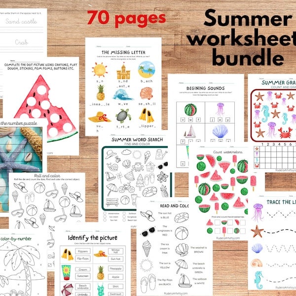 Summer Worksheets for Kids - Etsy