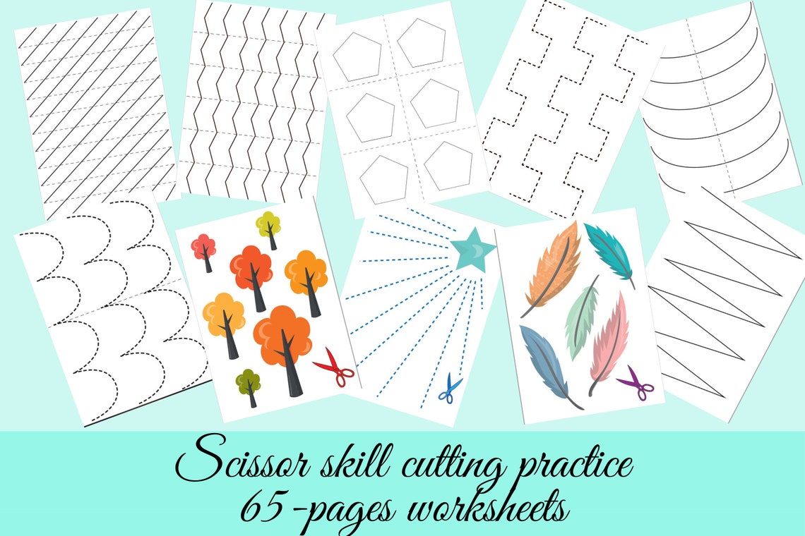 Scissor Skill Cutting Practice Pages Scissor Activities | Etsy Canada