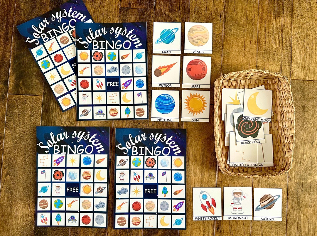 Solar System BINGO Game, Space Bingo Cards, Planets Printable Bingo ...