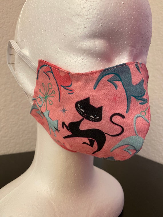 Miss Fluff Prancing Kitten on Pink and Retro Red Pink and | Etsy