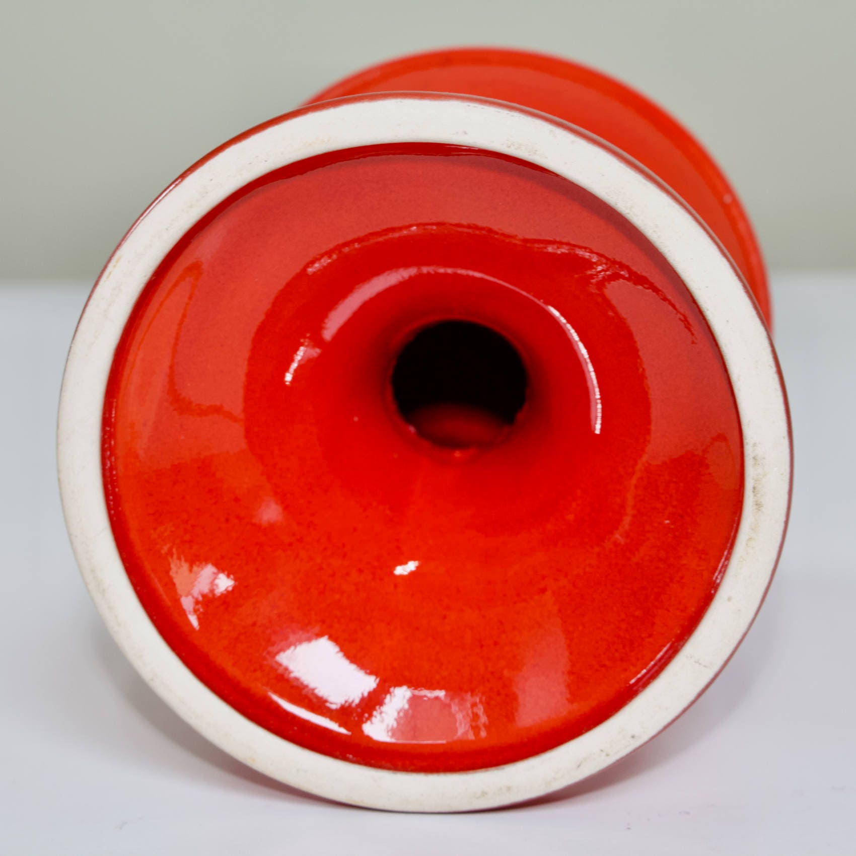 Kunstaardewerkfabriek Regina, Gouda: Bright Red Dutch Ceramic Candle ...