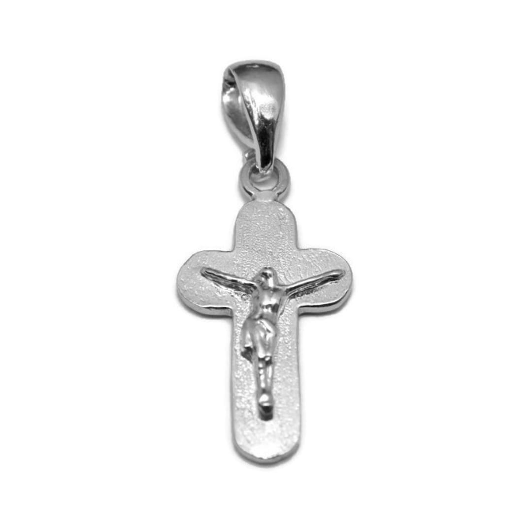 Croce Rotonda Latina con ciondolo Gesù Cristo charm Argento Sterling ...