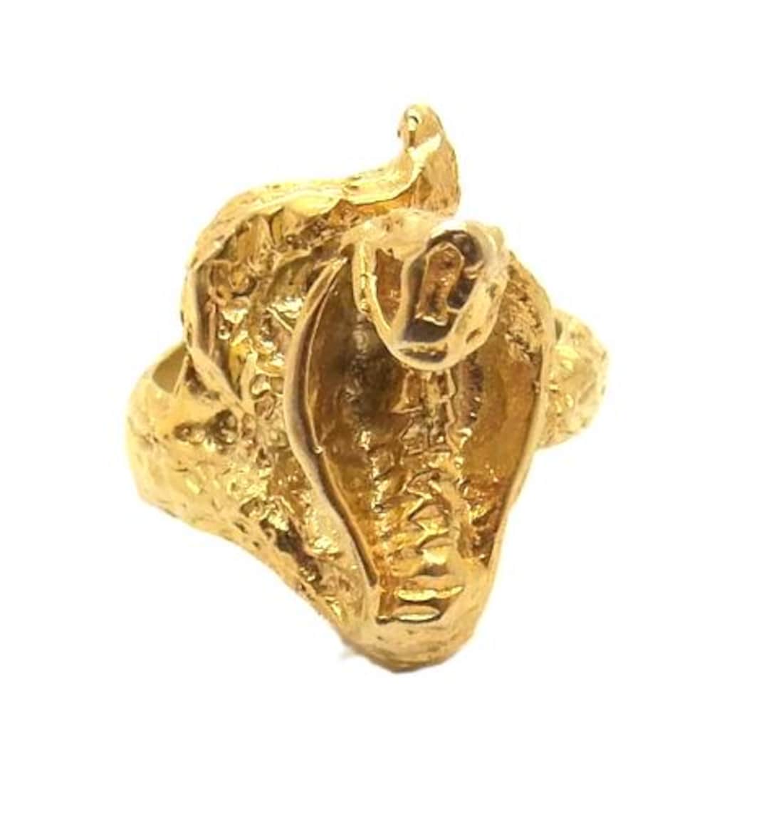 Cobra Snake Unisex Ring 14k Solid Yellow Gold. - Etsy