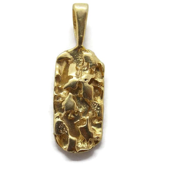 Nugget Pendant Charm. 14k Yellow Gold | Etsy